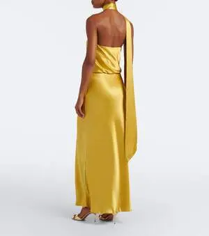 Staud Estelle One-shoulder Satin Maxi Dress