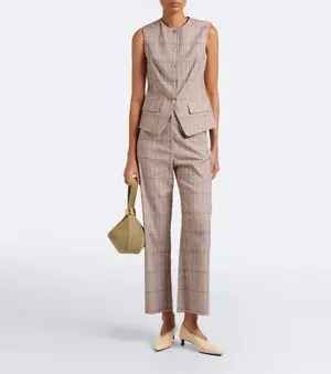 Veronica Beard Dova Cropped Cotton And Linen Wide-leg Pants - Brown