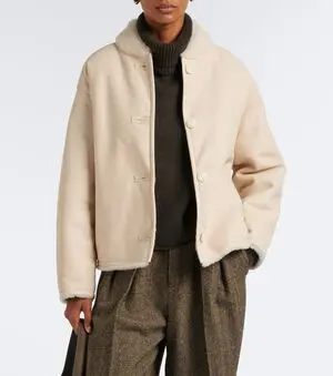 YVES SALOMON Shearling-trimmed Leather Jacket