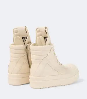 Rick Owens Mega Bumper Geobasket Leather High Top Sneakers