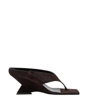 Attico Cheope Suede Thong Sandals Dark - Brown