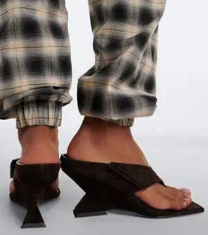 Attico Cheope Suede Thong Sandals Dark