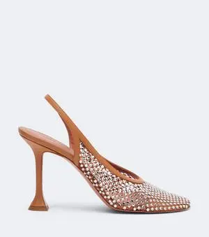 Amina Muaddi Dolly Crystal Embellished Slingback Pumps