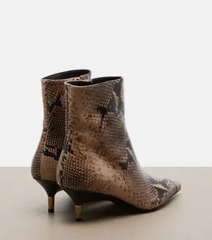 Khaite Bella Snake-effect Leather Ankle Boots - Beige