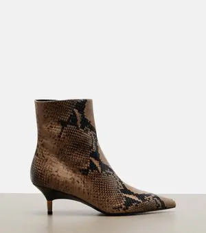 Khaite Bella Snake-effect Leather Ankle Boots - Beige