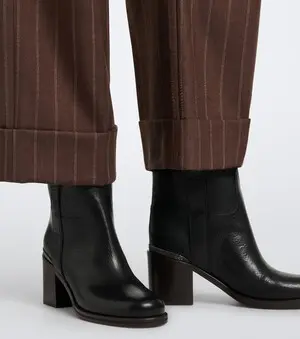 Brunello Cucinelli Monili Leather Ankle Boots