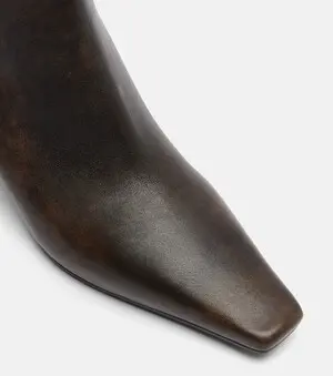 Brunello Cucinelli Monili Leather Ankle Boots - Brown