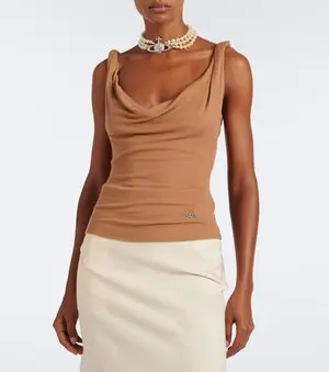 VIVIENNE WESTWOOD Draped Knitted Tank Top Cardboard