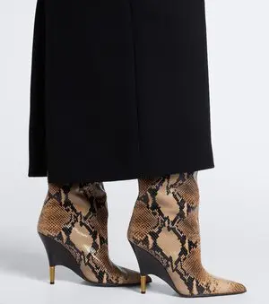 Khaite Bella Snake-effect Leather Knee-high Boots