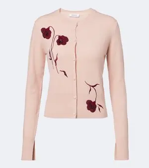 Erdem Floral-appliqu� Cardigan - Pink