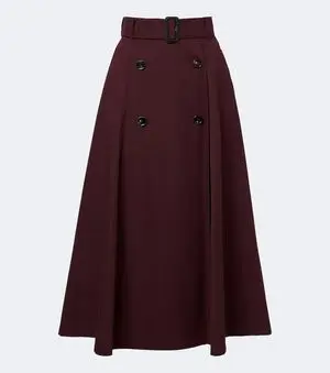 Burberry Cotton Midi Skirt - Red