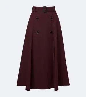 Burberry Brenda Cotton Midi Skirt - Red