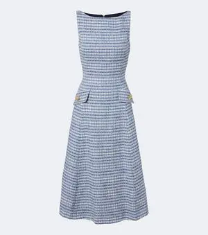 Carolina Herrera Multi Cotton-blend Tweed Midi Dress - Blue