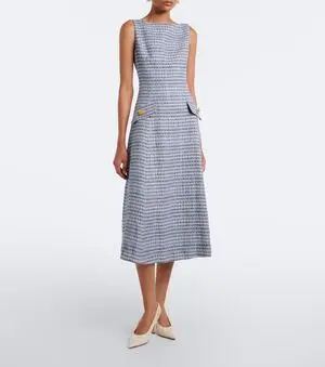 Carolina Herrera Multi Cotton-blend Tweed Midi Dress