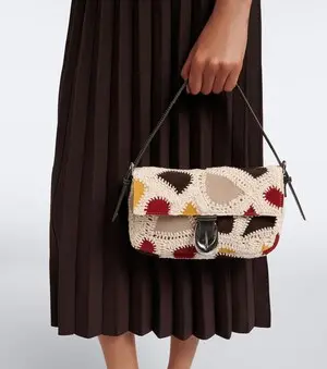 Staud Harlow Small Suede And Crochet Shoulder Bag