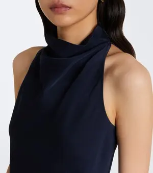 Veronica Beard Radford Asymmetrical Halterneck Top - Blue