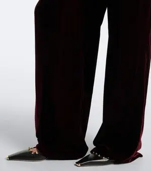 Valentino Garavani Velvet Wide-leg Pants - Burgundy