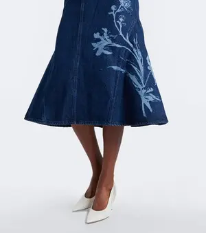 Erdem Printed Denim Midi Dress
