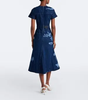 Erdem Printed Denim Midi Dress