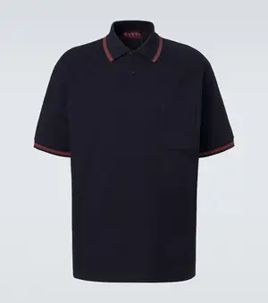 Gucci Web Stripe Cotton-blend Piqu� Polo Shirt