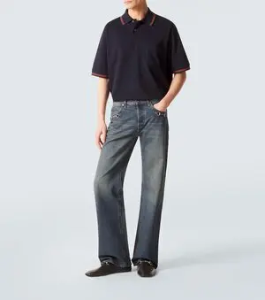 Gucci Web Stripe Cotton-blend Piqu� Polo Shirt