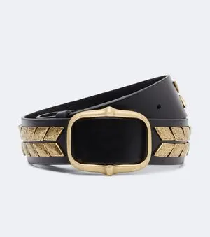 Isabel Marant Étoile Belja Leather Belt With Gold Tone Hardware - Black