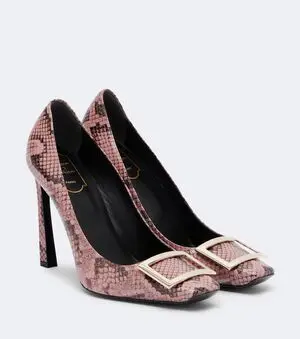 ROGER VIVIER Trompette Snake-print Leather Pumps - Pink