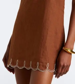 Veronica Beard Shanice Linen Minidress - Brown