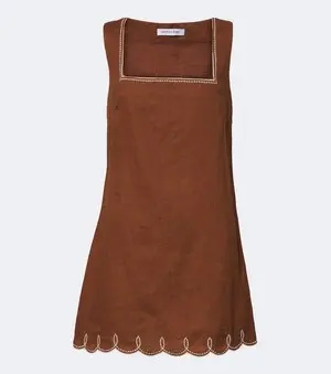 Veronica Beard Shanice Linen Minidress - Brown