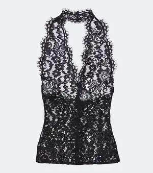 Stella McCartney Lace Halterneck Top - Black