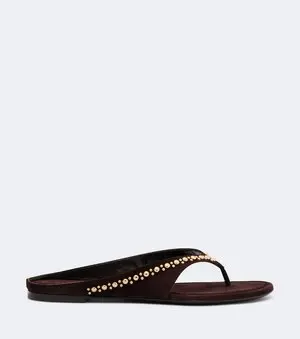 HERBERT LEVINE Embellished Suede Thong Sandals