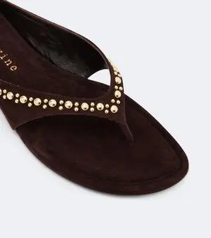 HERBERT LEVINE Embellished Suede Thong Sandals
