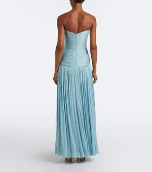Costarellos Ruched Lurex Georgette Gown