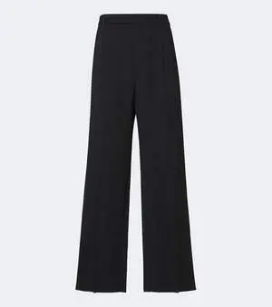 Saint Laurent Pinstripe Wool-blend Wide-leg Pants - Black