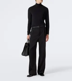 Saint Laurent Pinstripe Wool-blend Wide-leg Pants