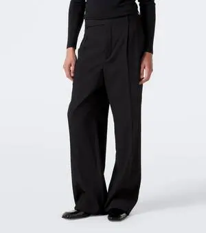 Saint Laurent Pinstripe Wool-blend Wide-leg Pants
