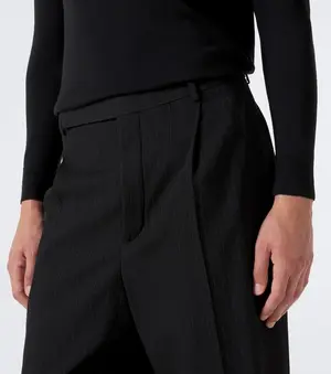 Saint Laurent Pinstripe Wool-blend Wide-leg Pants