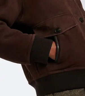 YVES SALOMON Shearling-trimmed Suede Jacket - Brown