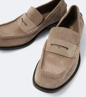 Loewe Suede Penny Loafers