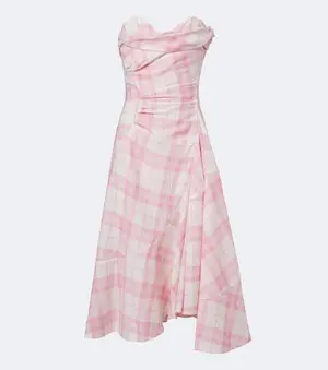 VIVIENNE WESTWOOD Spiral Checked Wool-blend Bustier Dress - Pink