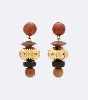 JENNIFER BEHR Lavon Embellished Gold-plated Drop Earrings - Brown