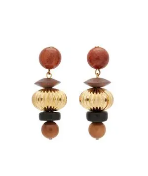 JENNIFER BEHR Lavon Embellished Gold-plated Drop Earrings - Brown
