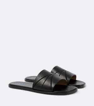 Loewe Origami Leather Slides - Black