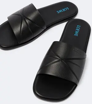Loewe Origami Leather Slides - Black