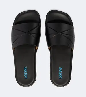 Loewe Origami Leather Slides - Black