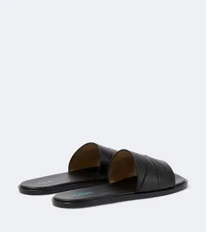 Loewe Origami Leather Slides - Black