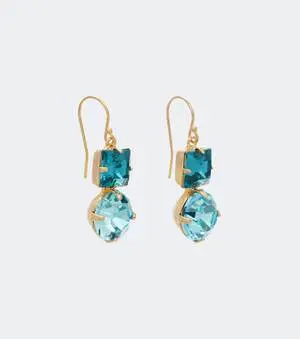 JENNIFER BEHR Kaiden 18kt Gold-plated Crystal Drop Earrings - Blue