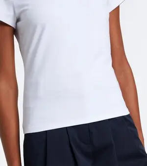Veronica Beard Devin Cotton-blend Jersey V-neck T-shirt - White