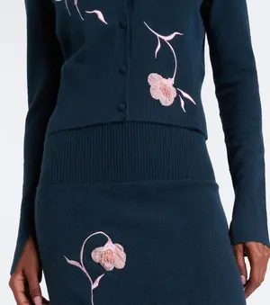Erdem Floral Appliqué Cardigan - Green