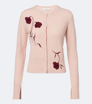 Erdem Floral-appliqué Cardigan - Pink